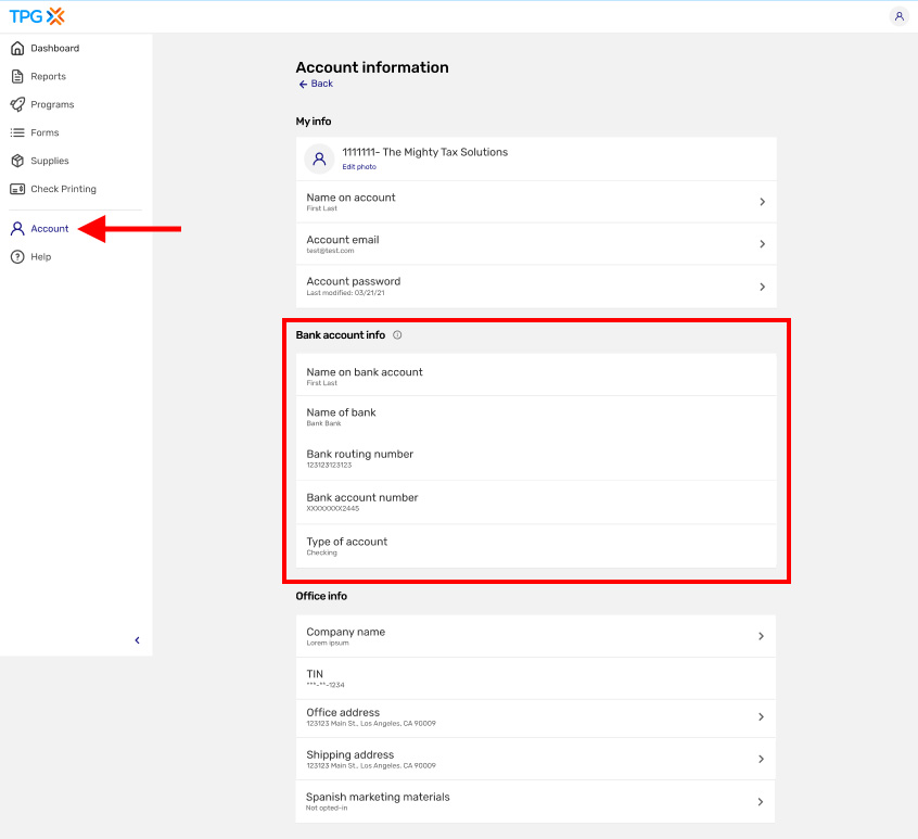 How do I change my bank account information? – SBTPG
